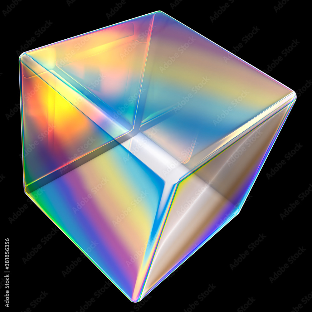 Colorful gradient cube shape design element isolated on black ...