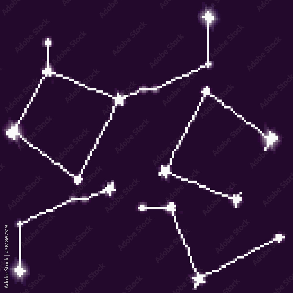 Pixel star constellation. Constellation Map. Pixel art 8 bit. Stock ...
