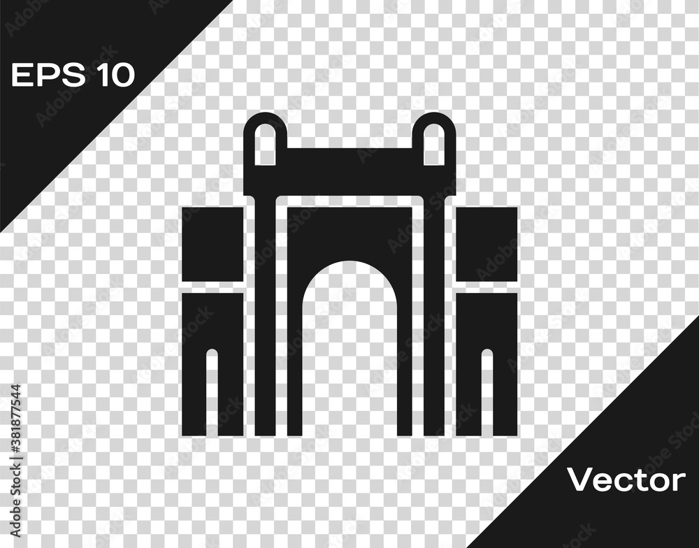 Black India Gate in New Delhi, India icon isolated on transparent ...
