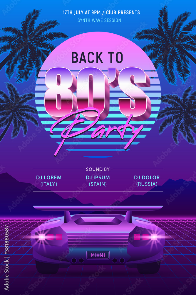 Retrowave Party 80s Poster Stock Vector | Adobe Stock