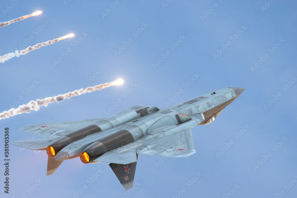 Stock-Foto „Sukhoi SU-57, a Russian-made 5th generation fighter during ...