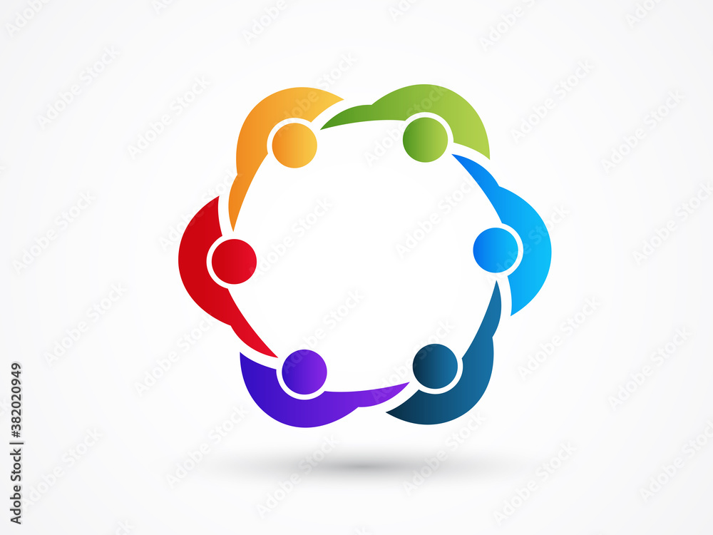 เวกเตอร์ Stock Logo teamwork unity business six people vector image ...