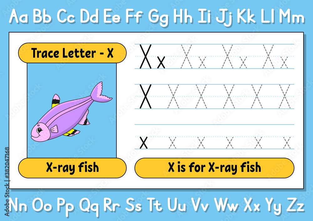 Vector de Stock Trace letters. Writing practice. Tracing worksheet for kids. Learn alphabet ...