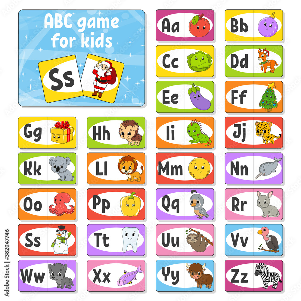 Set ABC flash cards. Alphabet for kids. Learning letters. Education ...