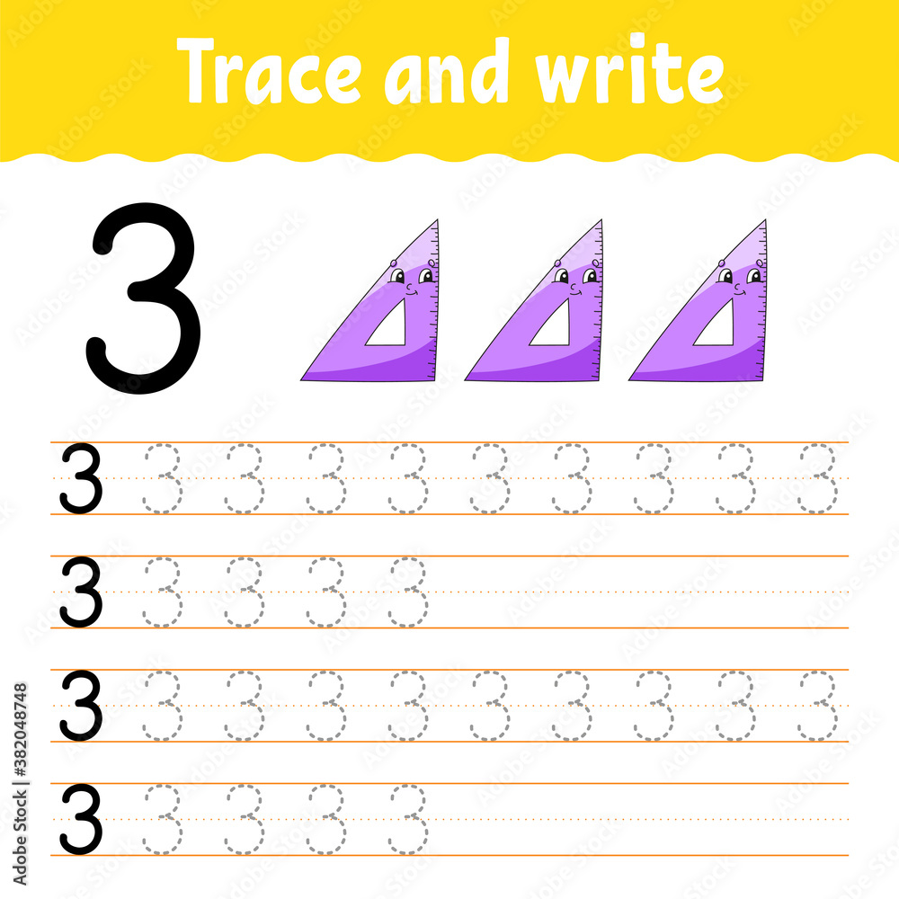 Learn Numbers. Trace and write. Back to school. Handwriting practice ...