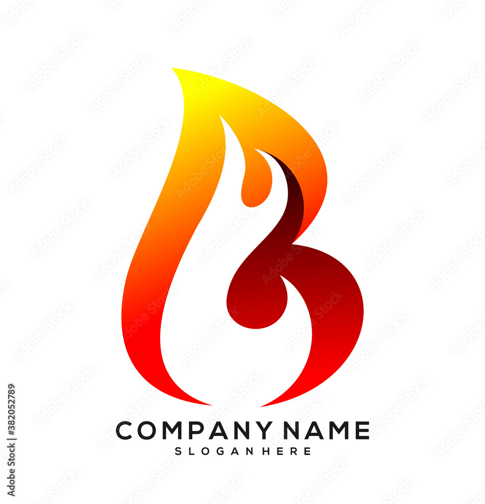 letter b burn fire vector logo template Stock Vector | Adobe Stock