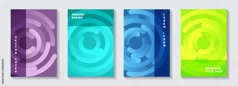 Promotional booklet covers set. Graphic presentation concentric ...