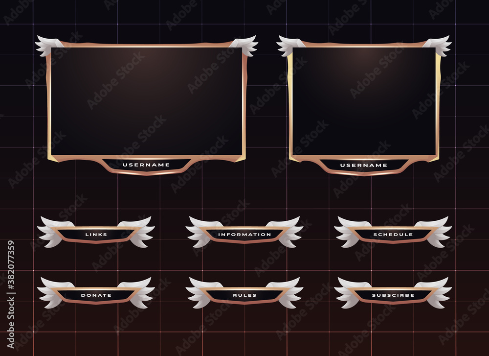 twitch border and menu panel overlay design set Stock Vector | Adobe Stock