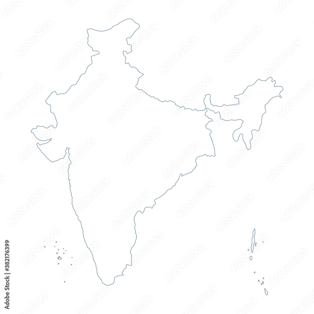 India Map - Vector Contour illustration Stock Vector | Adobe Stock