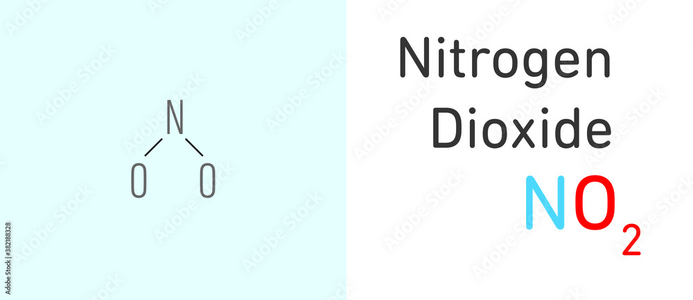 Nitrogen Dioxide (N02) gas molecule. Stick model. Structural Chemical ...