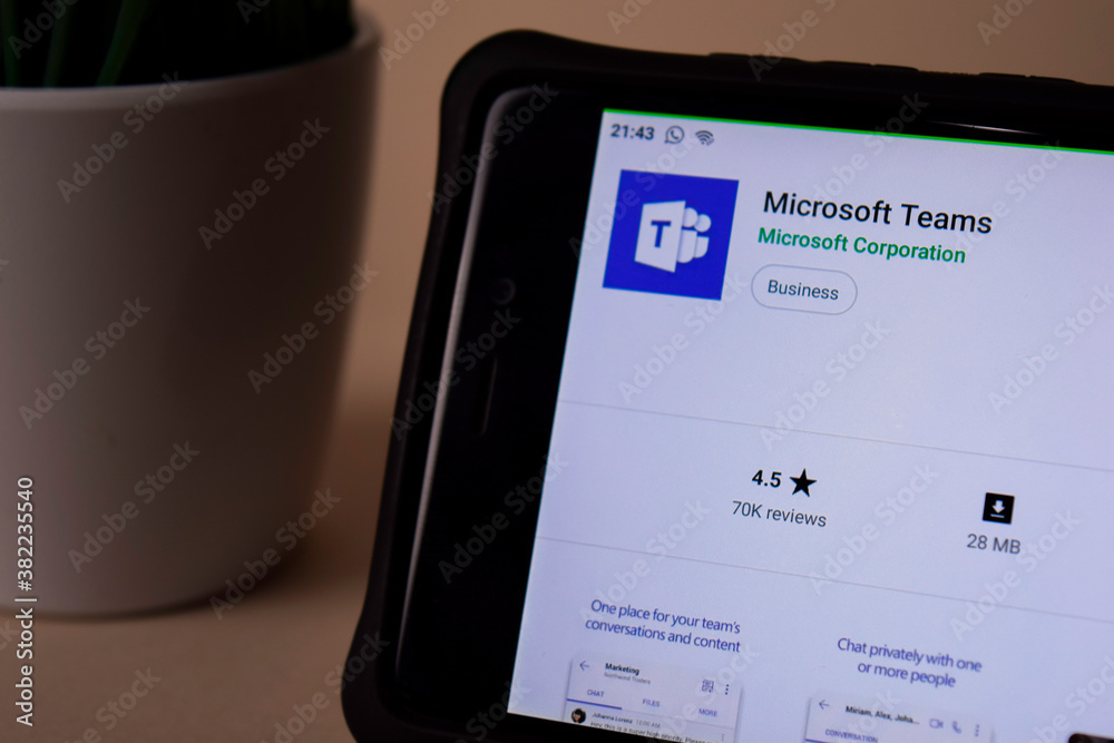 Microsoft Teams dev application on Smartphone screen. Teams is a ...