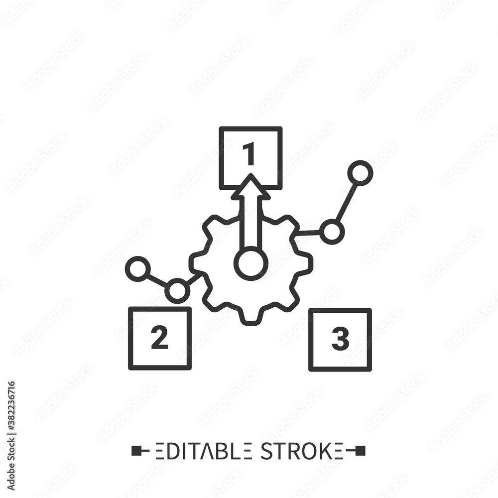 Production priorities line icon. Production targets. Priorities ...