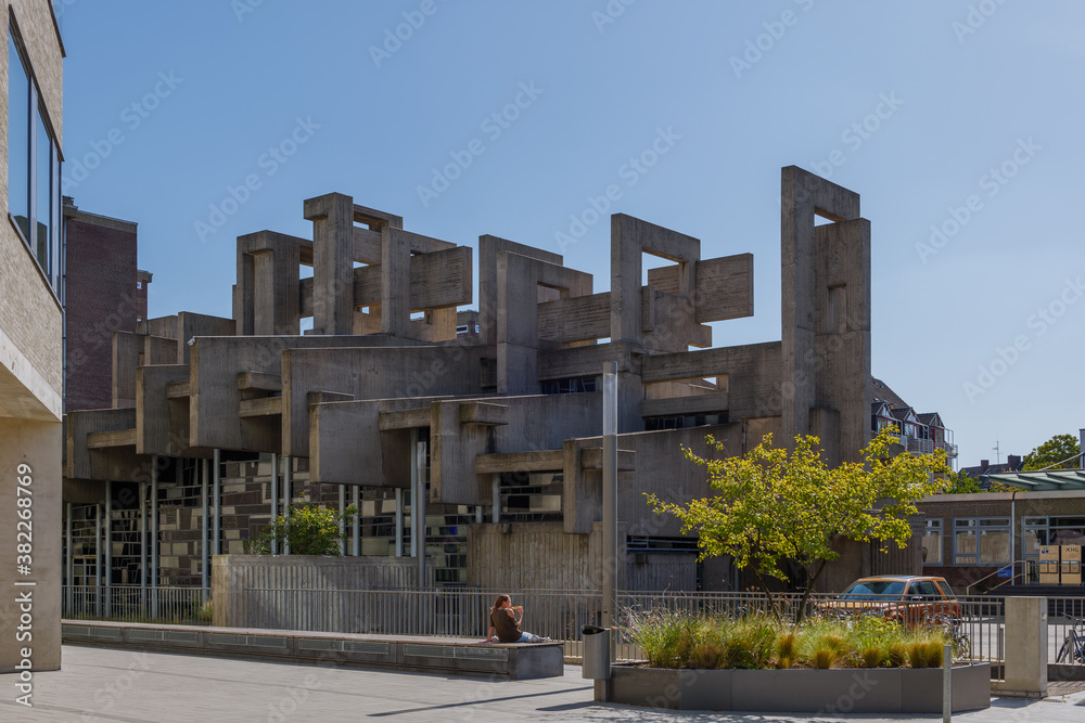 Outdoor exterior view of iconic Brutalist architecture, Johannes XXIII ...