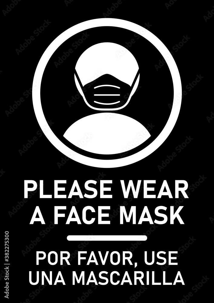 Bilingual Vertical Instruction Sign in English and Spanish with Phrases ...