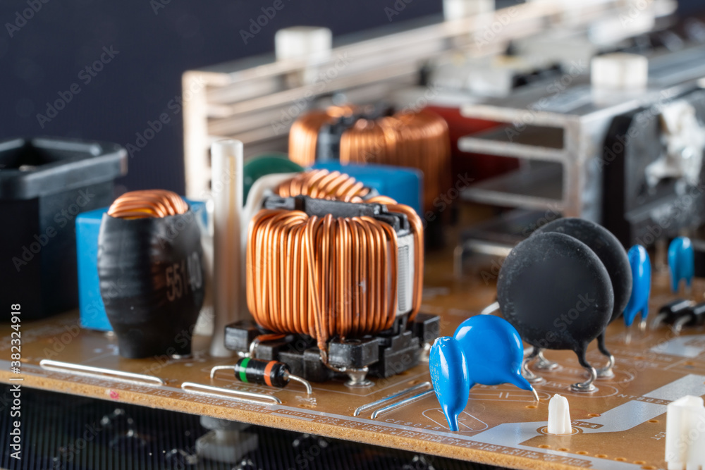 PCB power supply with mosfet transistor Stock Photo | Adobe Stock