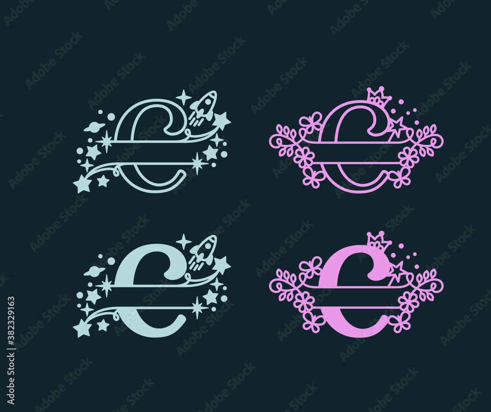 Alphabet Split Monograms. Baby name monogram. Split Letter Monogram ...