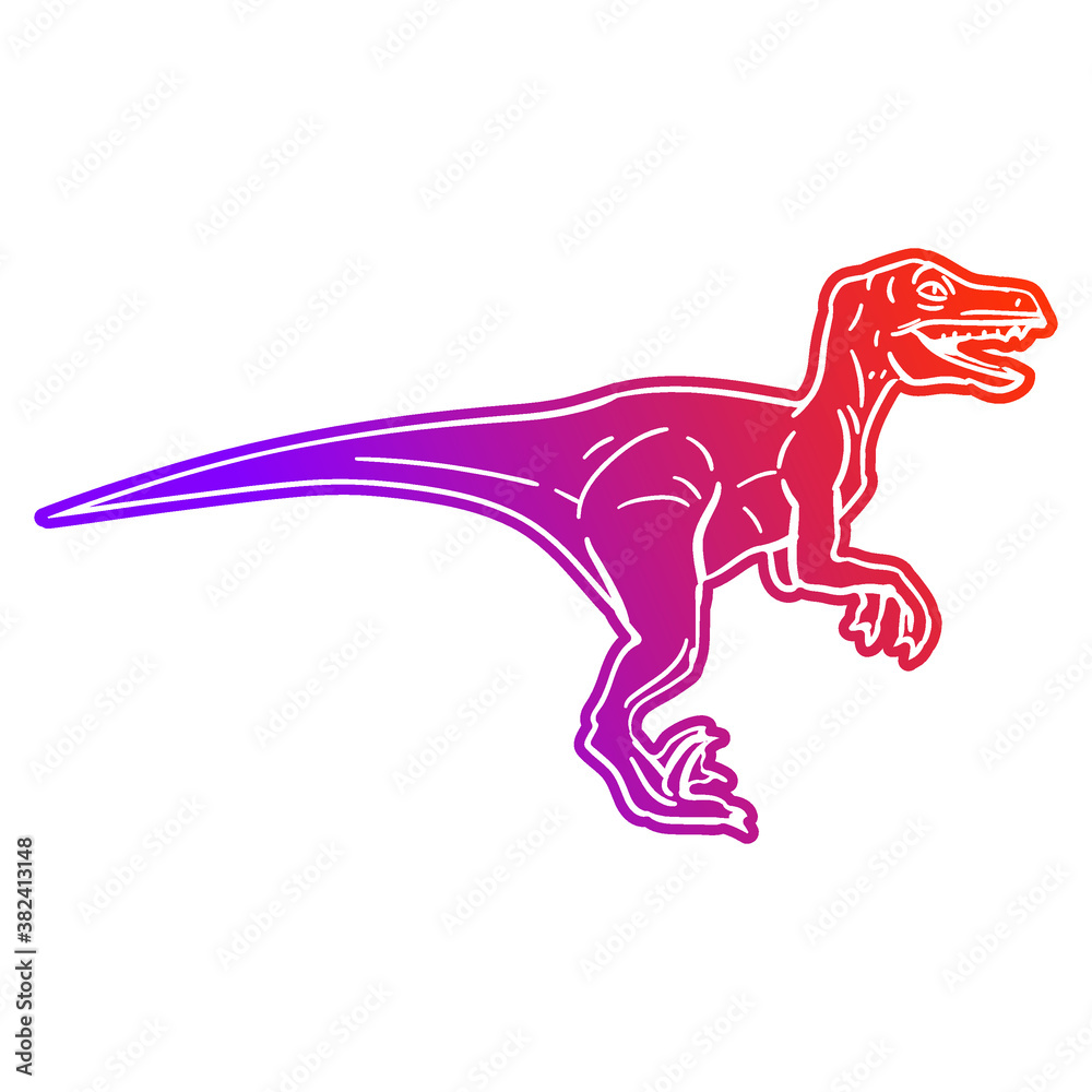 Velociraptor Dinosaur Vector illustration, Silhouette Design doodle ...