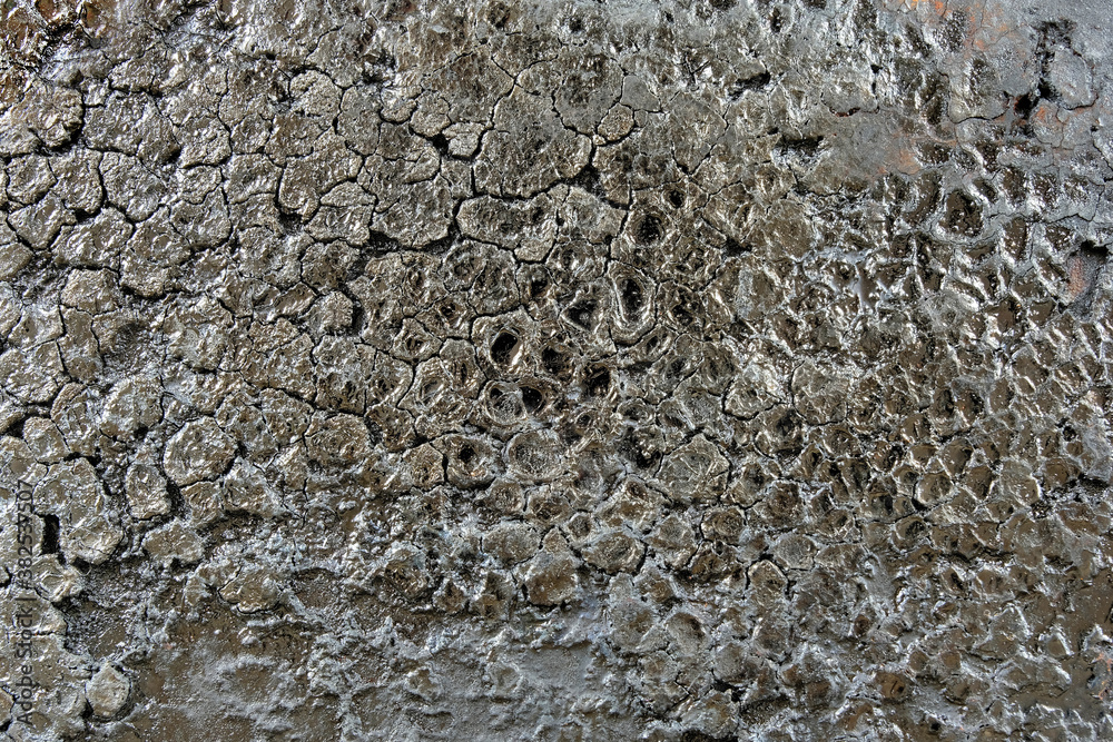 Charred surface pattern and texture formed on the bottom of used ...