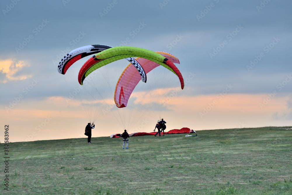 parachute, paragliding, sky, paraglider, sport, fly, flying, extreme ...