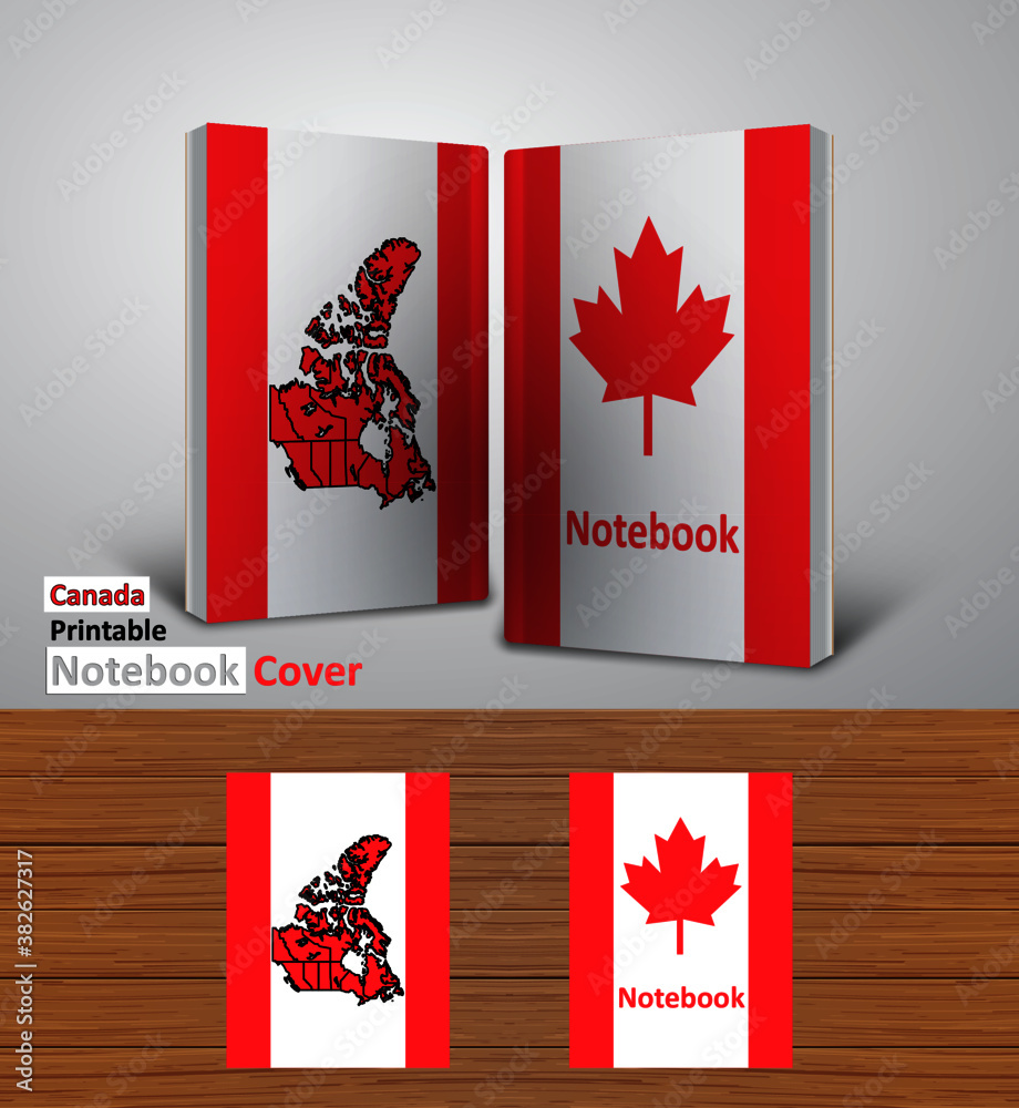 Canada Notebook Design Mockup - 3D Book Template - National Country Map ...