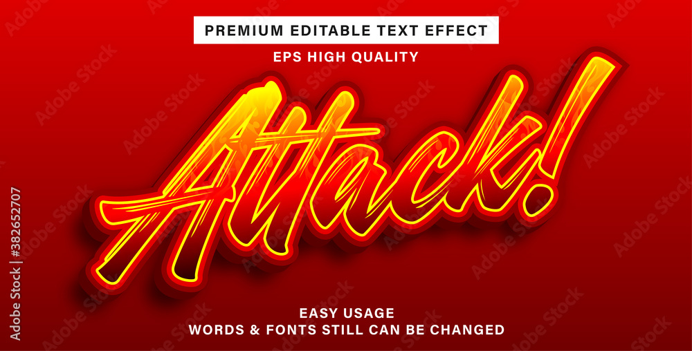Editable text effect attack Stock Vector | Adobe Stock