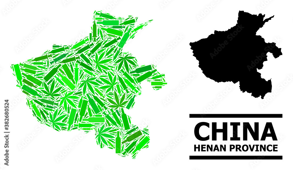 Addiction mosaic and solid map of Henan Province. Vector map of Henan ...