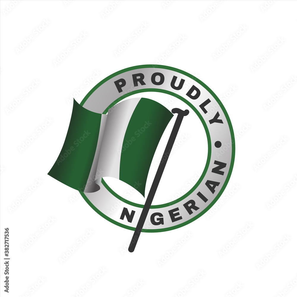 Proudly nigerian vector icon. Round logo badge support products ...