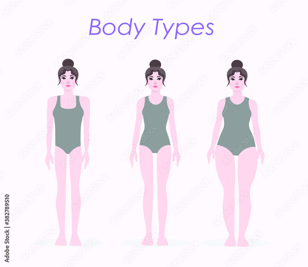 Silhouettes of various types of female figures. Female body types. Body ...