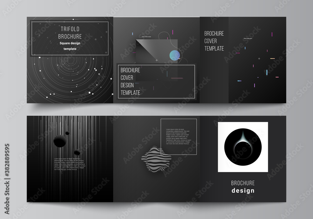 Vector layout of square format covers design templates for trifold ...