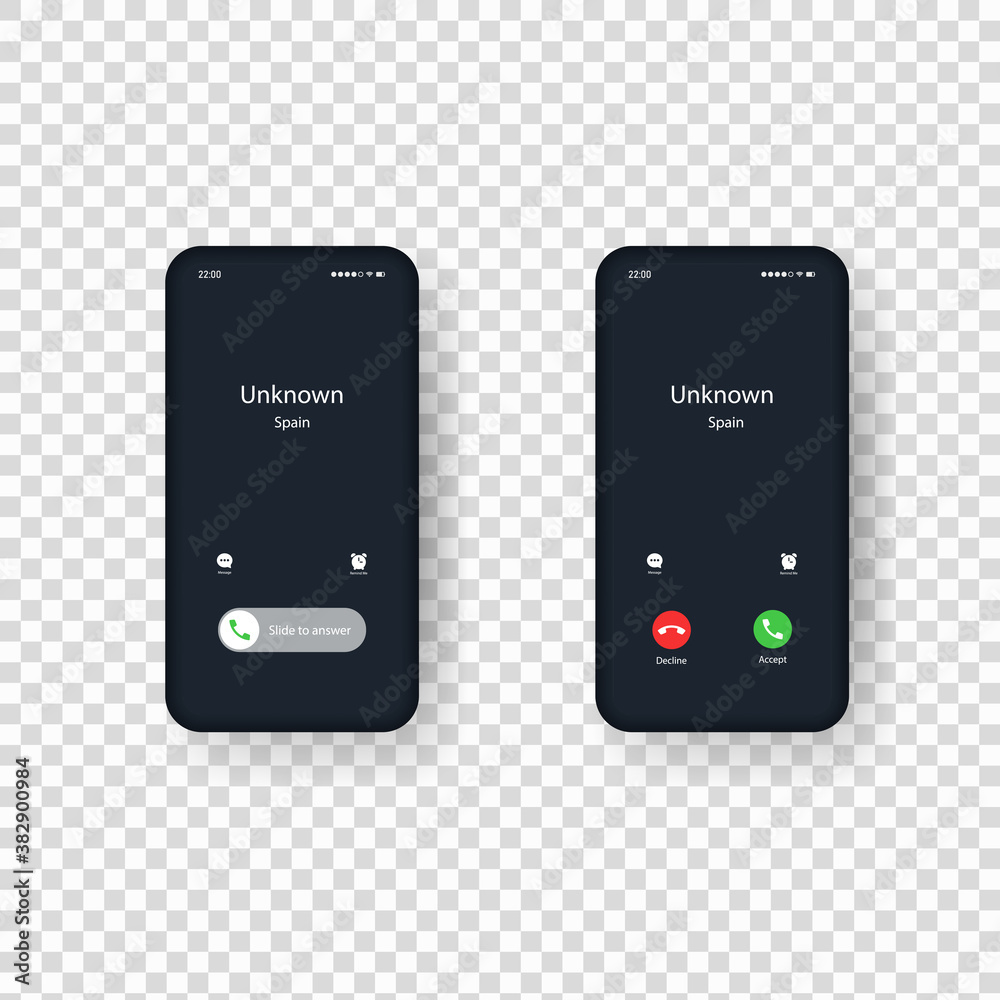 Phone call screen template. Incoming call. Vector EPS 10. Isolated on ...