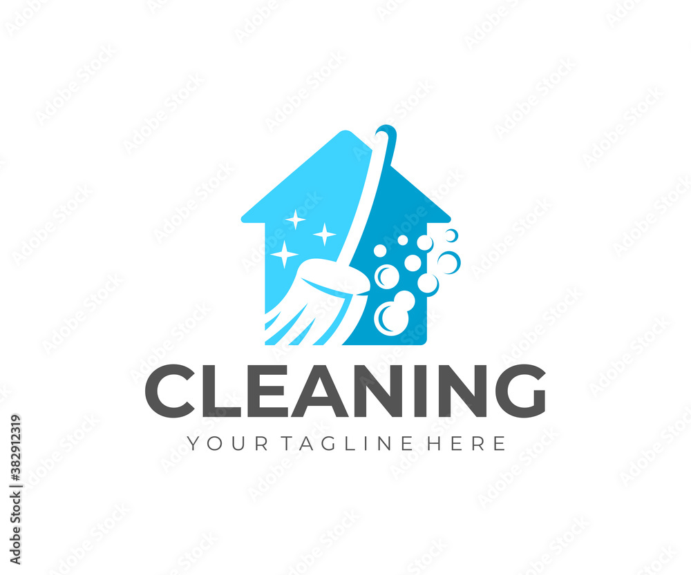 House cleaning and house cleanup service, logo design. Sanitizing ...