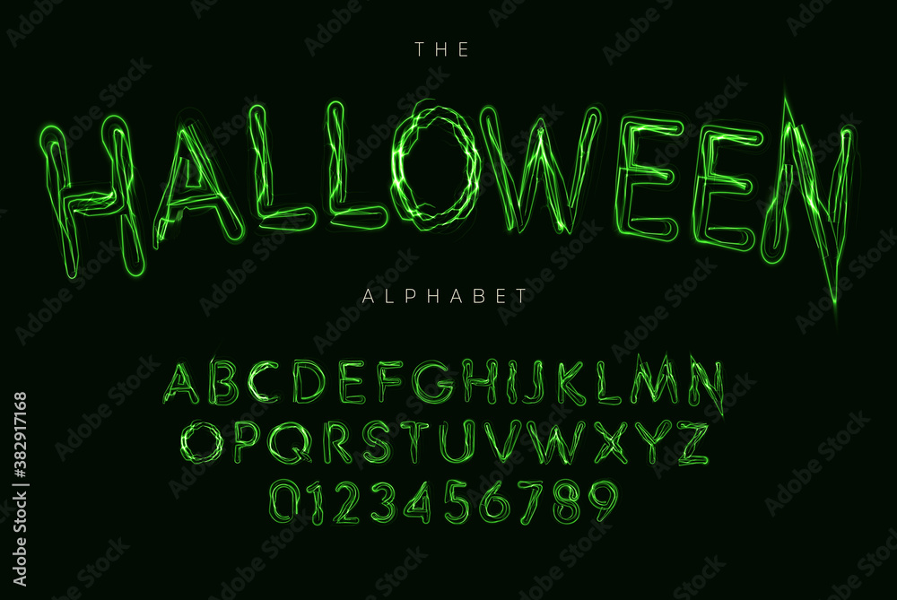 Halloween style alphabet, witch's potion font, lightning type for ...