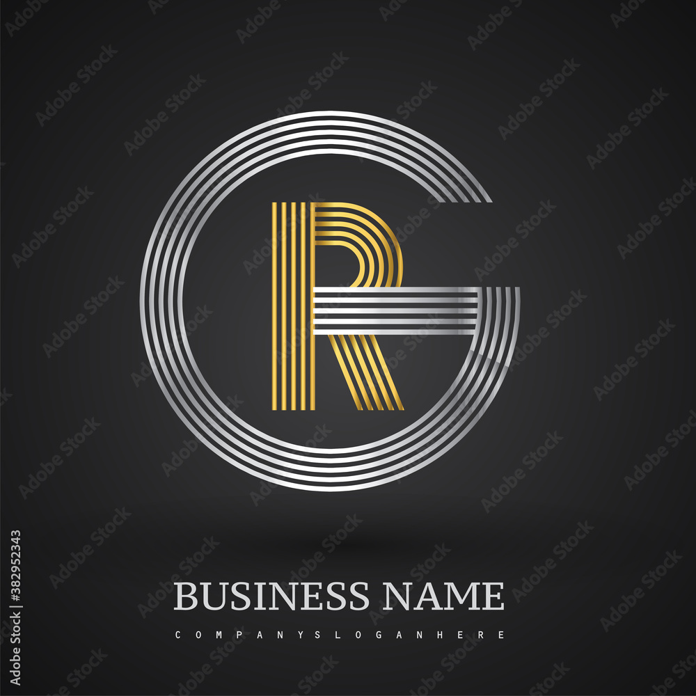 Letter RG logo design circle G shape. Elegant silver and gold colored ...