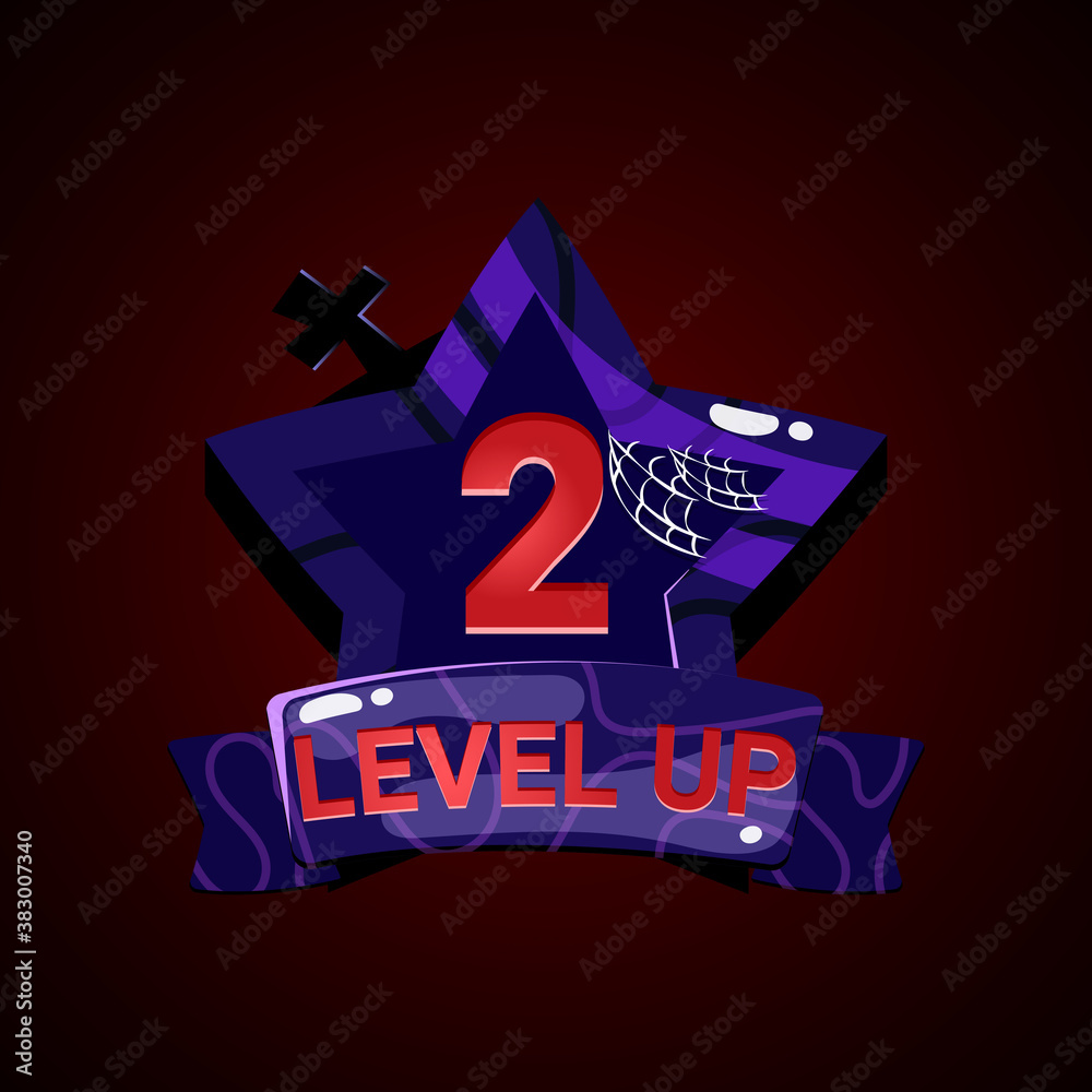 Level up icon with star texture and Halloween theme for gui asset ...