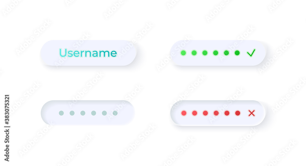 Login panels UI elements kit. Name and password. User registration ...
