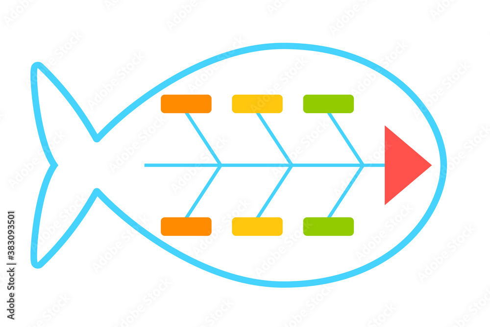 Fishbone diagram icon. Clipart image isolated on white background ...