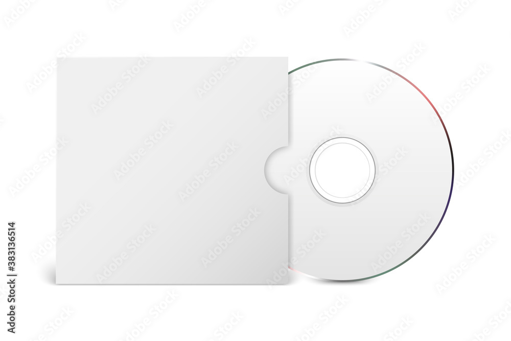 Vector 3d Realistic CD, DVD with Paper Cover Box Closeup Isolated on ...