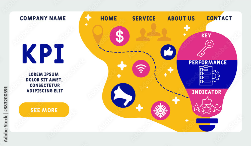 Vector website design template . KPI - key performance indicators ...