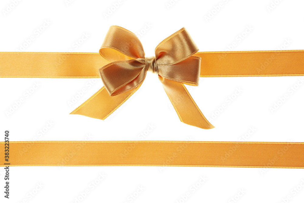 Gold gift bow isolated on white background Stock Photo | Adobe Stock
