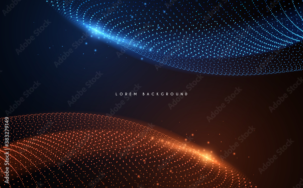 Abstract blue and orange light dots background Stock Vector | Adobe Stock