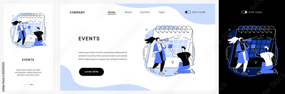 Events website UI kit. Corporate events, event calendar, notification ...