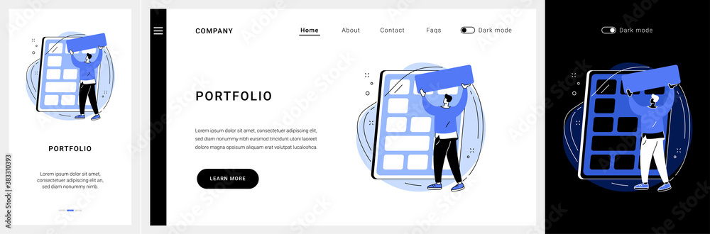 Portfolio website UI kit. Project portfolio, service catalog, product ...