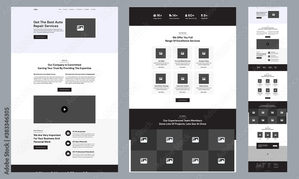 One page landing website design template for car auto repair business ...