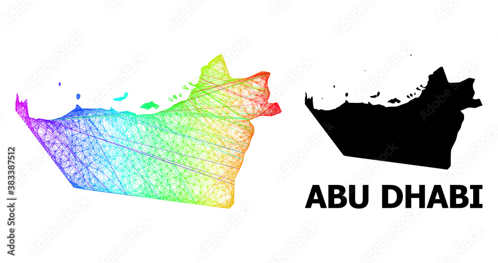 Net and solid map of Abu Dhabi Emirate. Vector structure is created ...