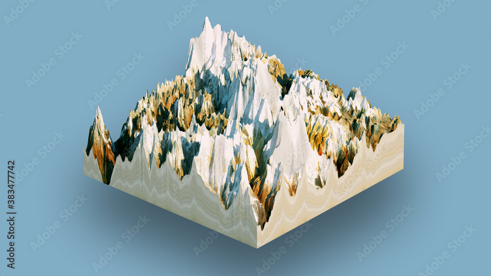 Raised relief map of Mount Everest 3D render illustration Stock ...