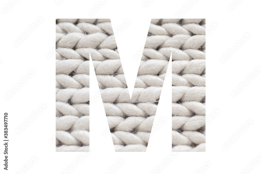 Photo Stock Letter " M " is a knitted of the alphabet isolated on a ...