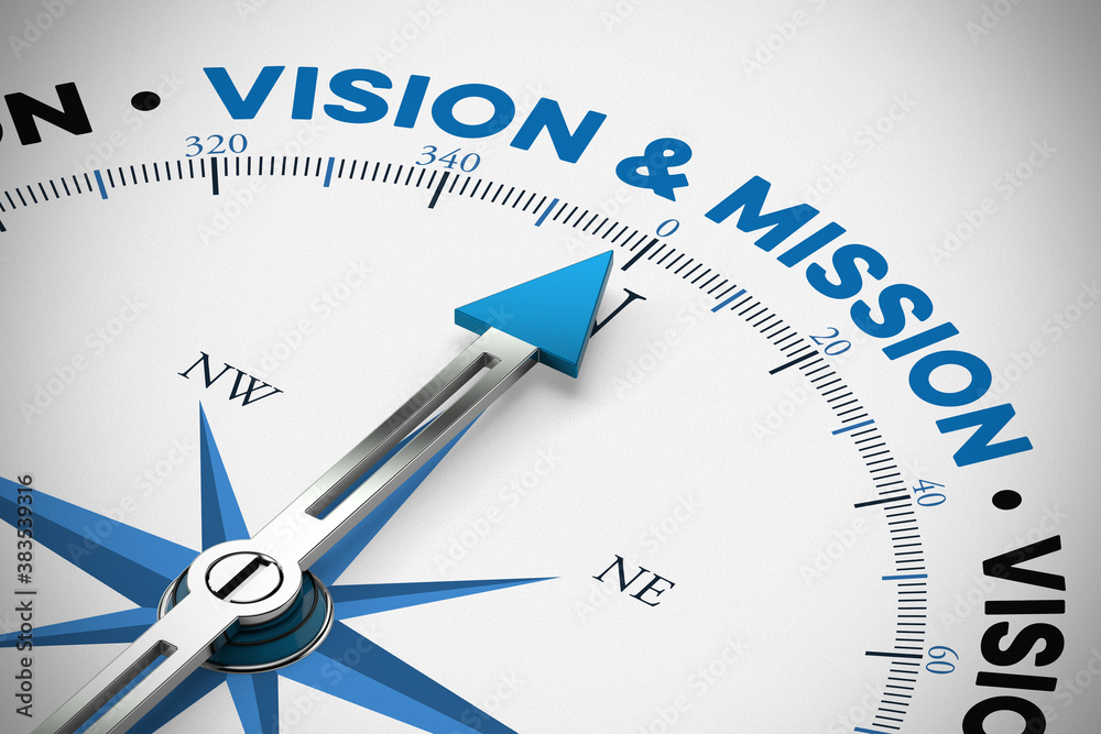 Vision & mission on compass Stock Illustration | Adobe Stock