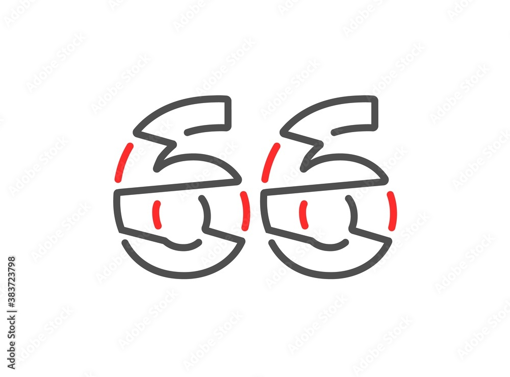 66 vector number. Modern trendy, creative style line design. For logo ...