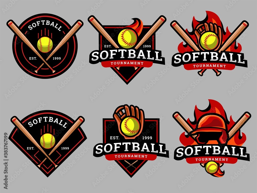 Set of softball Logo. Softball logo and badge. Softball vector ...
