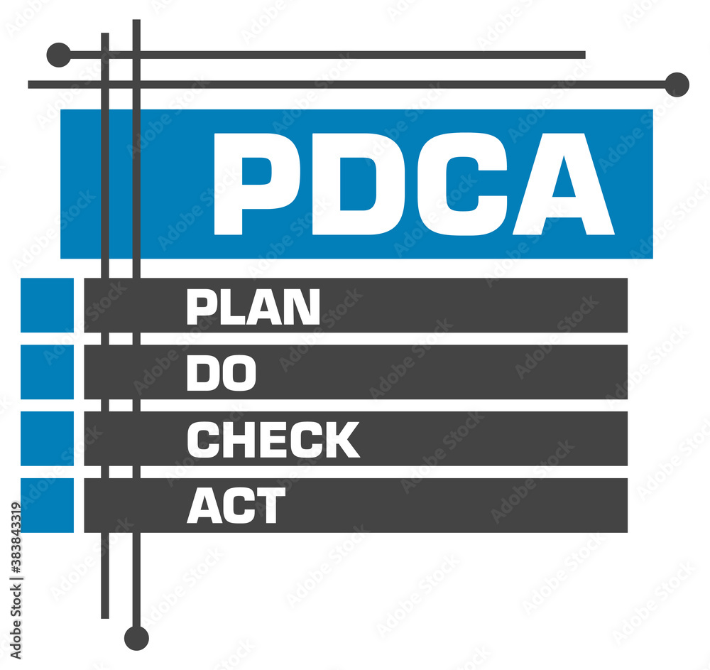PDCA - Plan Do Check Act Blue Grey Boxes Top Bottom Squares Stock ...